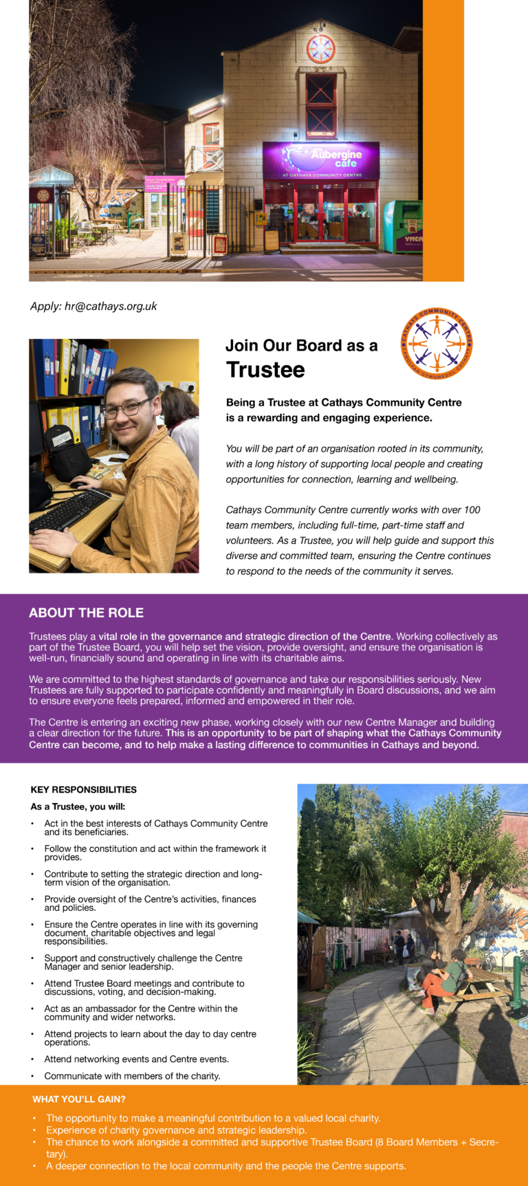 Trustee | Job advert | Cathays & Central Youth & Community Project